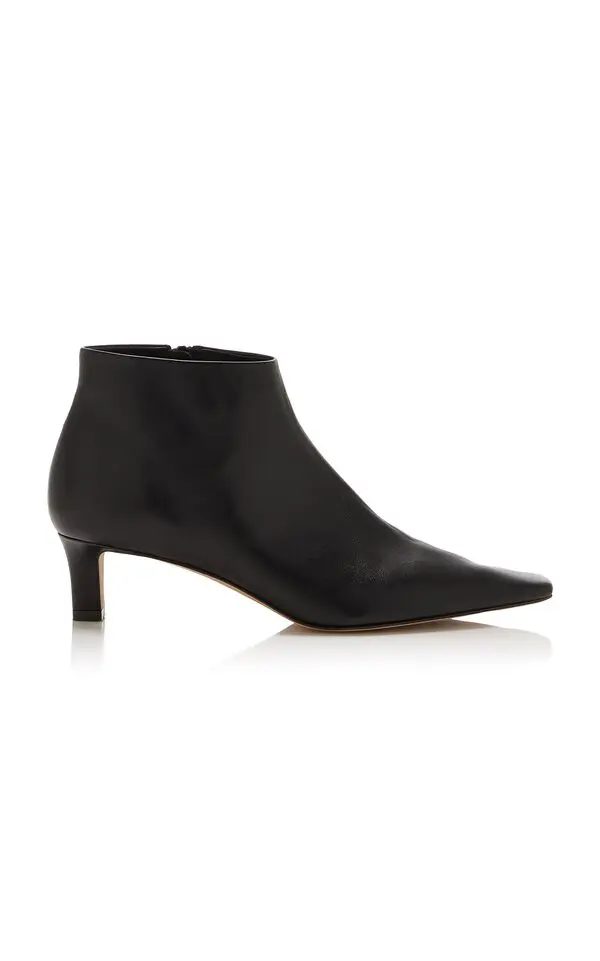 THE ROW Carla Leather Ankle Boots - Black