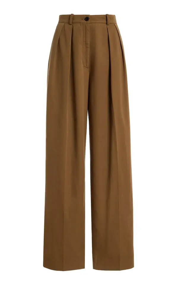THE ROW Igor Cotton-blend Straight-leg Pant - Tan