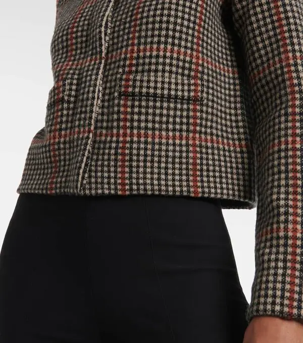 Vince Checked Wool Cashmere Cardigan