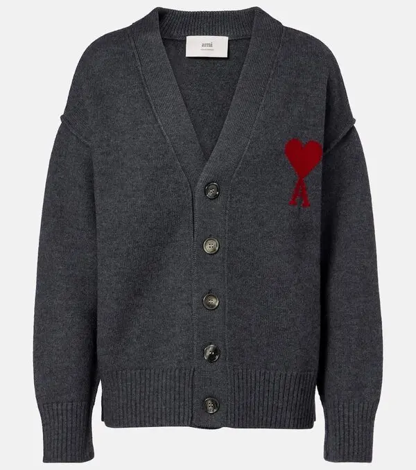 Ami De Cœur Virgin Wool Cardigan - Grey