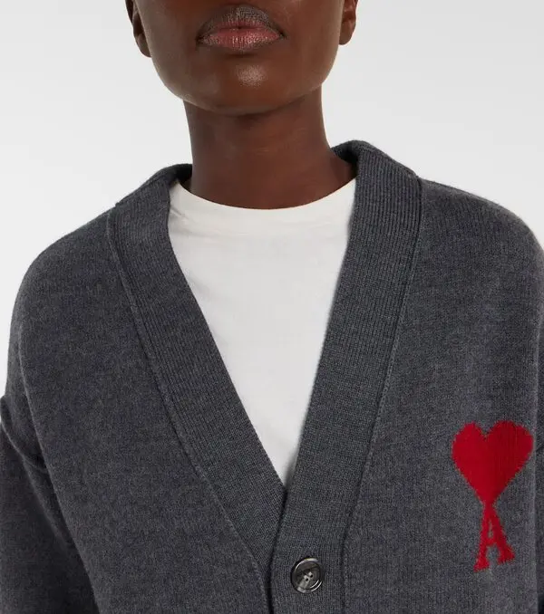 Ami De Cœur Virgin Wool Cardigan - Grey