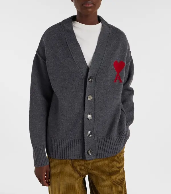 Ami De Cœur Virgin Wool Cardigan - Grey