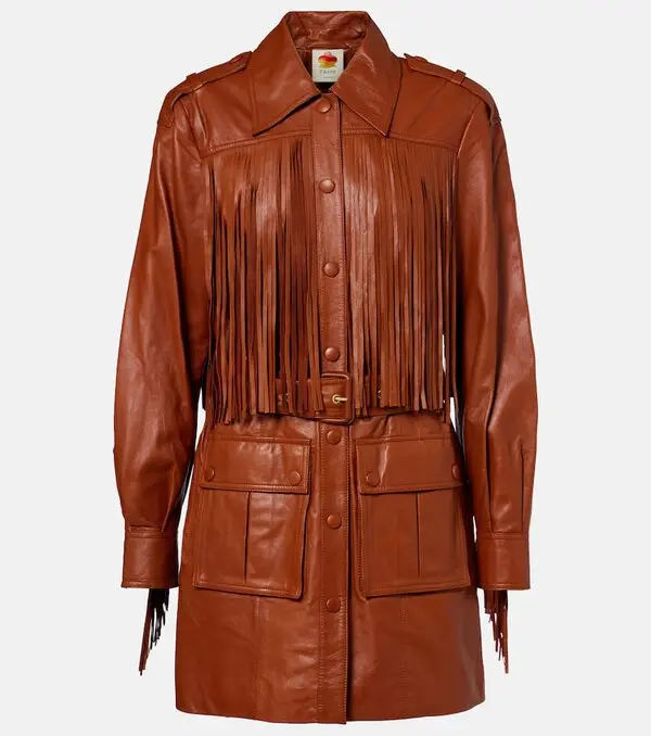 Farm Rio Fringed Leather Jacket