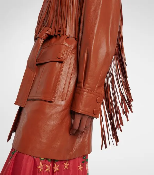 Farm Rio Fringed Leather Jacket