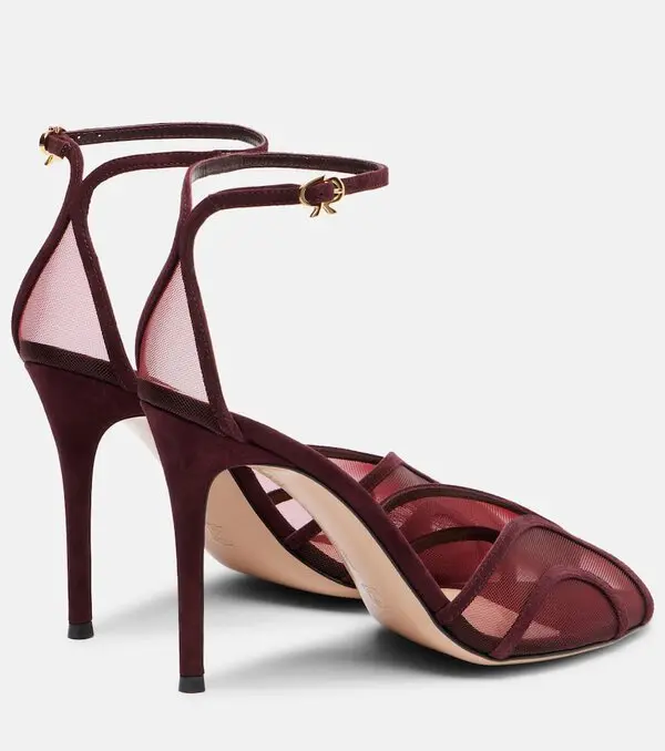 GIANVITO ROSSI 95 Suede And Mesh Sandals