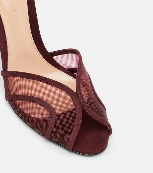 GIANVITO ROSSI 95 Suede And Mesh Sandals