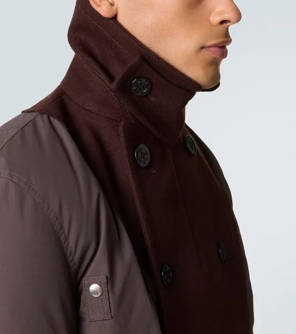 Sacai Double-breasted Wool Puffer Jacket - Brown