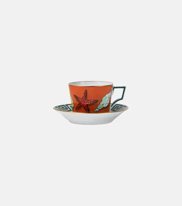 GINORI 1735 Il Viaggio Di Nettuno Set Of 2 Teacups And Saucers Luke Edward Hall - Multicoloured
