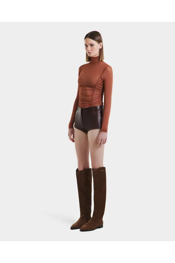 Rudsak Kennedy Leather Hot Shorts - Brown