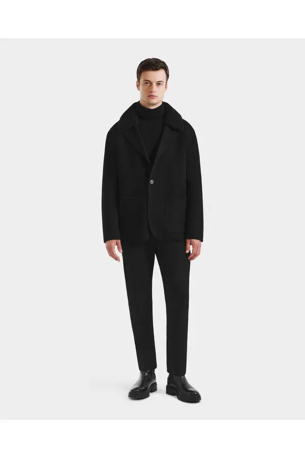 Rudsak Wool-blend Coat With Removable Faux Shearling Collar