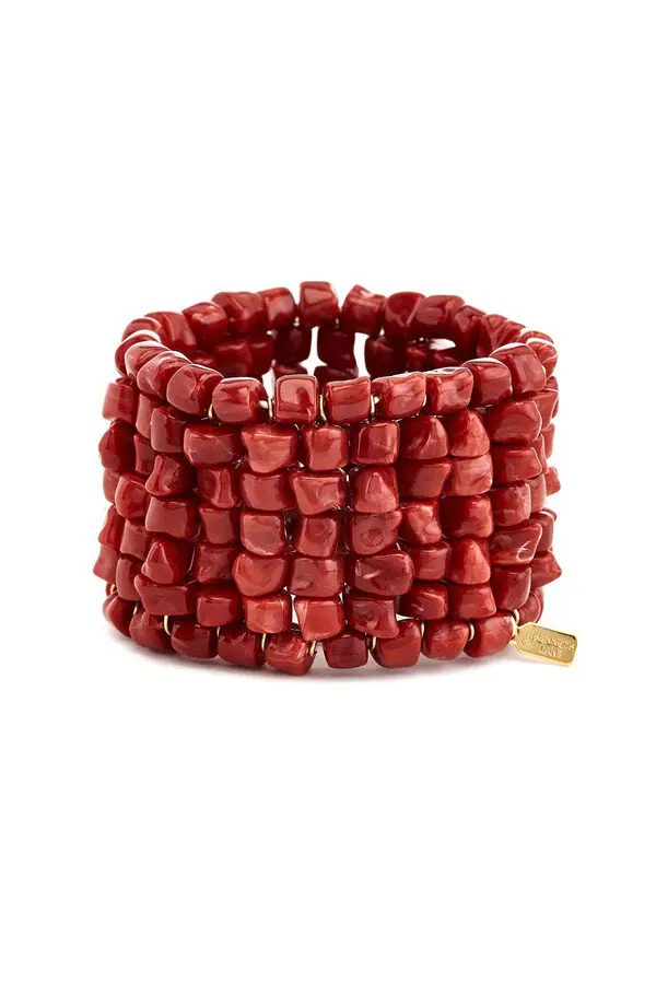 KENNETH JAY LANE Chips Stretch Bracelet - Red