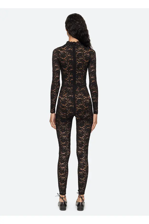 Sea Lilian Lace Catsuit - Black