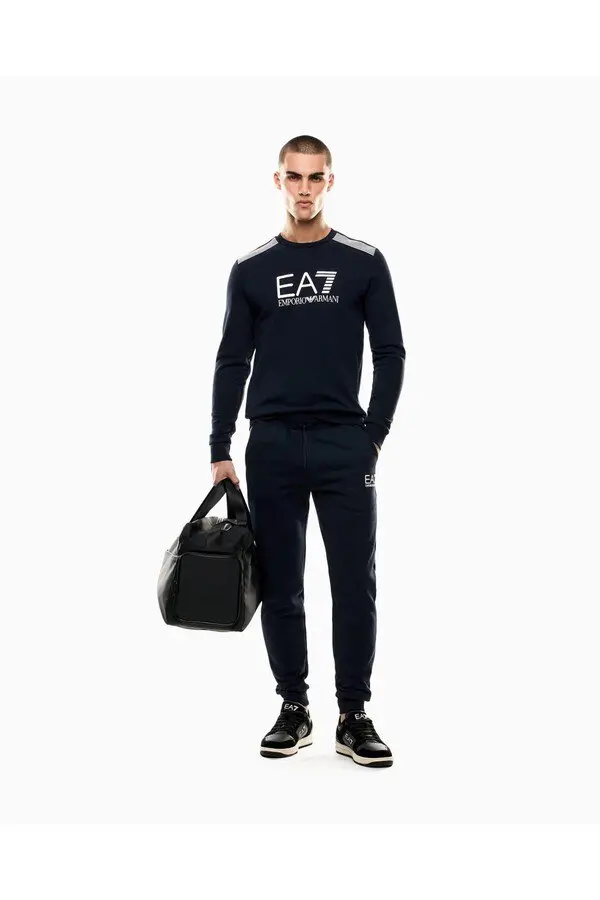 Emporio Armani Asv 7 Lines Cotton-blend Joggers - Navy