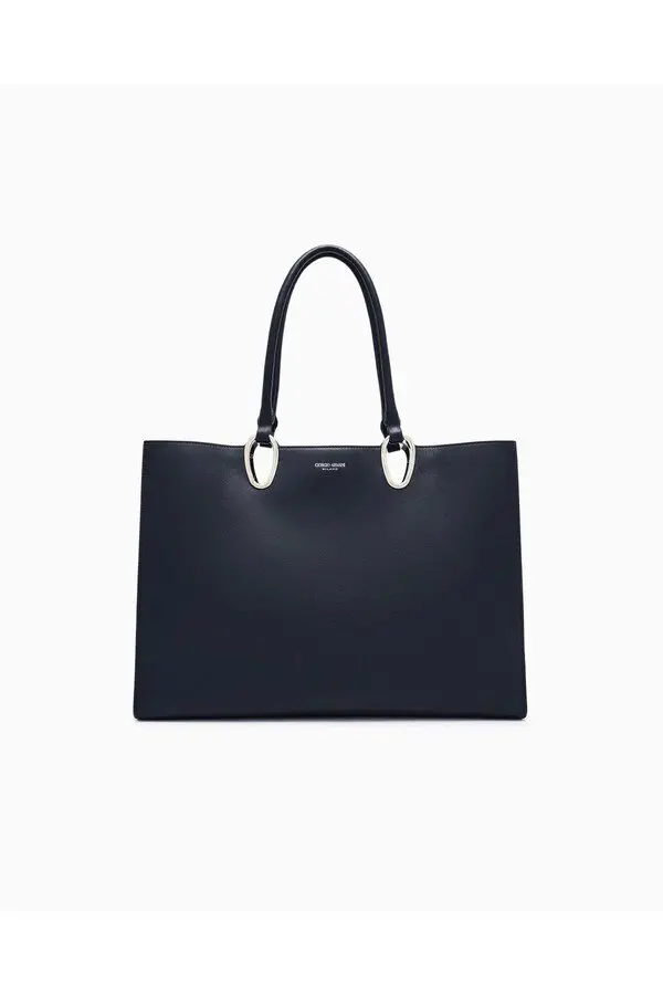 Giorgio Armani Leather Shopper Bag - Black