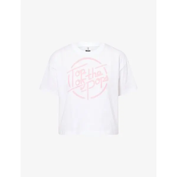 THE BBC Top Of The Pops Crop Cotton-jersey T-shirt - White