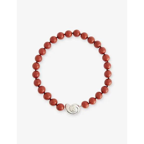 Le Sundial Nautilus Sterling-silver And Jasper Beaded Collar Necklace - Red