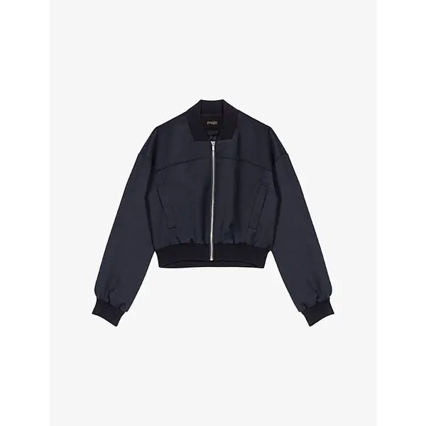 Maje Cropped Woven Bomber Jacket