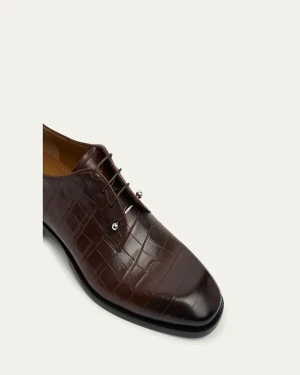 CHRISTIAN LOUBOUTIN Chambeliss Croc-effect Leather Derby Shoes