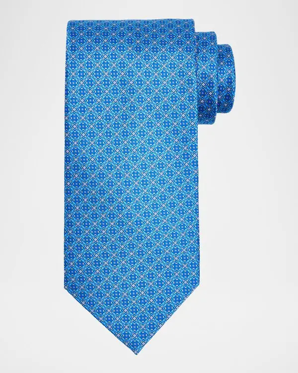 Stefano Ricci Medallion Silk Neck Tie - Blue