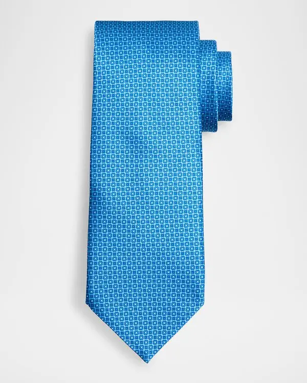 Stefano Ricci Micro-geometric Silk Necktie - Light Blue