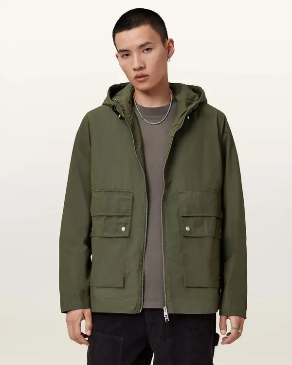 ALLSAINTS Morton Relaxed Fit Hooded Jacket - Green