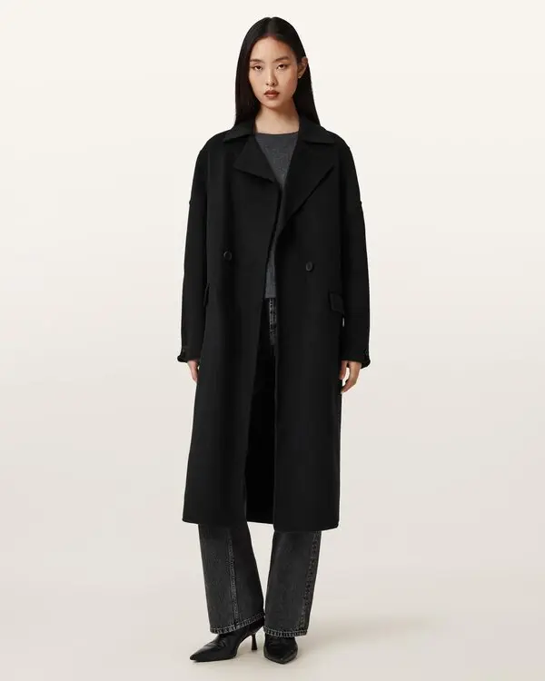 ALLSAINTS Sellma Double Breasted Coat - Black