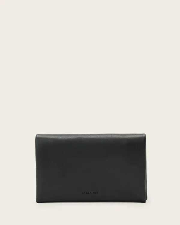 ALLSAINTS Harluna Leather Wallet - Black/silver