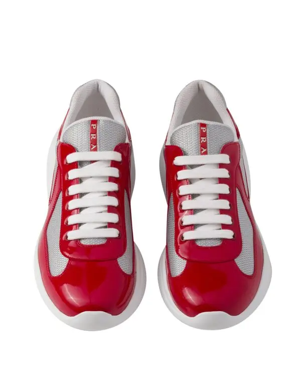 Prada Patent Leather And Technical Fabric America's Cup Sneakers - Red