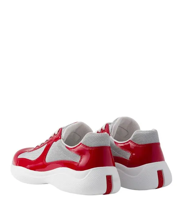 Prada Patent Leather And Technical Fabric America's Cup Sneakers - Red