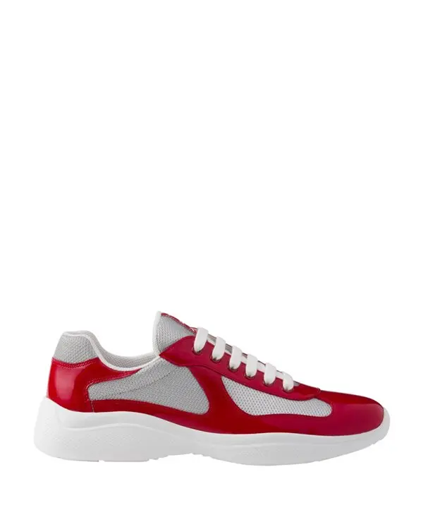 Prada Patent Leather And Technical Fabric America's Cup Sneakers - Red