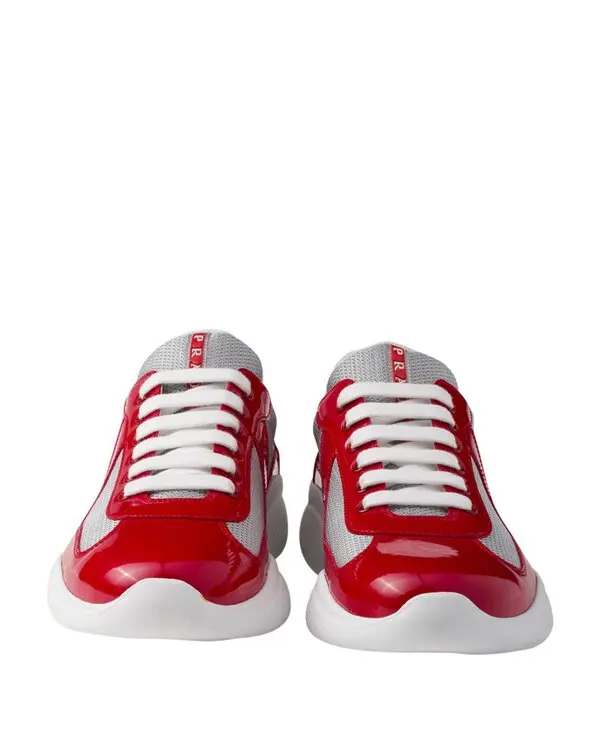 Prada Patent Leather And Technical Fabric America's Cup Sneakers - Red