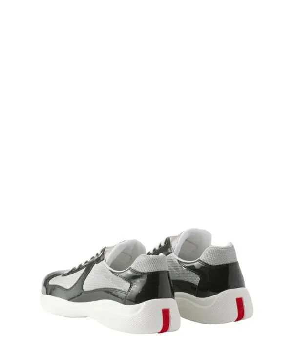 Prada Patent Leather And Technical Fabric Sneakers - Dark Grey