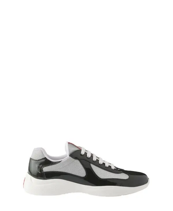 Prada Patent Leather And Technical Fabric Sneakers - Dark Grey