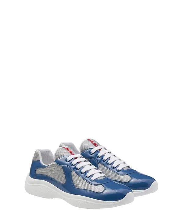Prada Patent Leather And Technical Fabric America's Cup Sneakers - Dark Blue