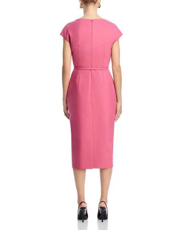 Oscar De La Renta Floral Embroidered Short Sleeve Dress