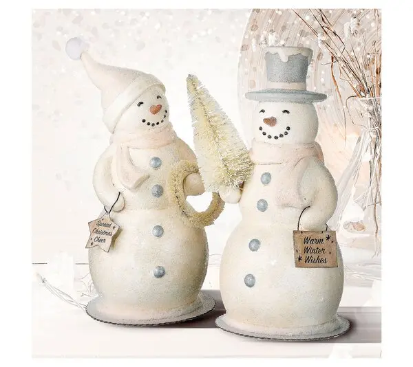 VALERIE PARR HILL 9.25' Frosty Snowman Set Of 2 Valerie - One-color