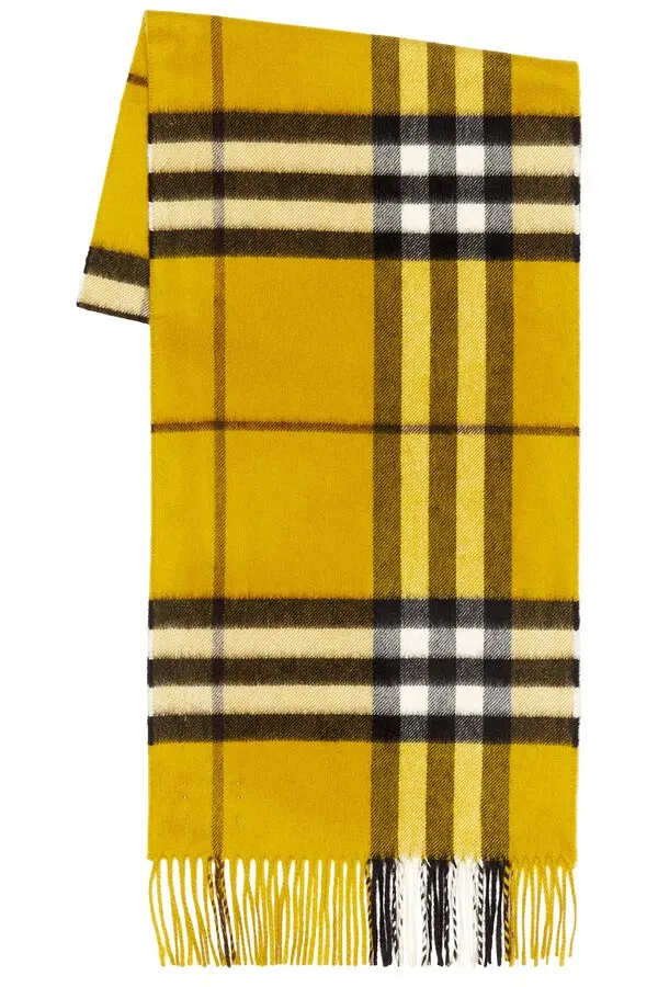 Burberry 168x30 Giant Check Cashmere Scarf In Yellow - Teak Yellow