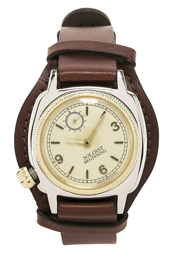 TAKAHIROMIYASHITA THESOLOIST. Coussin Type L Leather Belt Watch - Beige