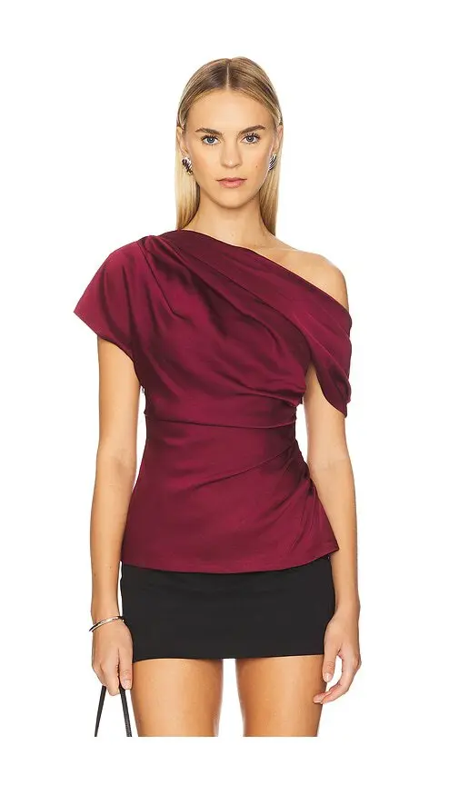 Simkhai Phoebe Draped Top - Cranberry