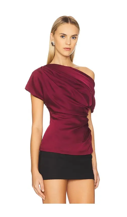 Simkhai Phoebe Draped Top - Cranberry