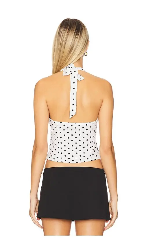 MORE TO COME Vivan Halter Top - White & Black Dot
