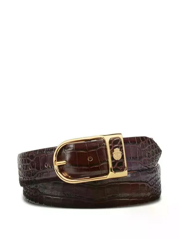 BILLIONAIRE Crocodile Embossed Leather Belt - Brown