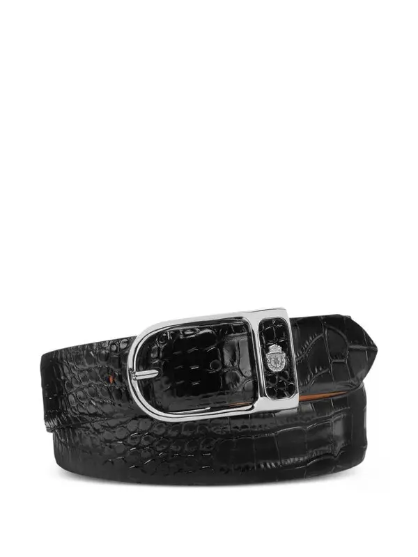 BILLIONAIRE Crocodile-embossed Leather Belt - Black