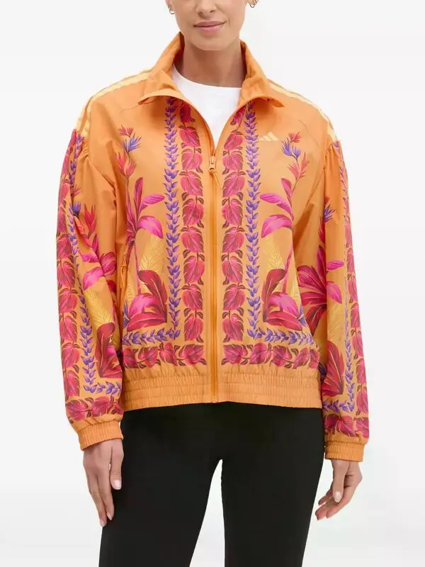 Adidas Floral-Print Bomber Jacket In Orange 10% Off Editorialist