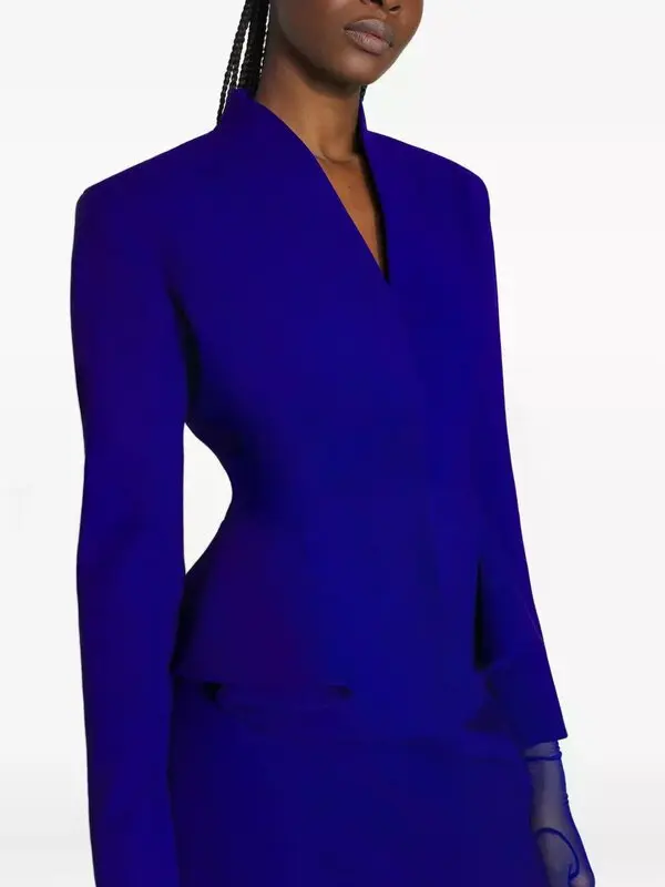 MUGLER Peplum-waist Jacket - Blue