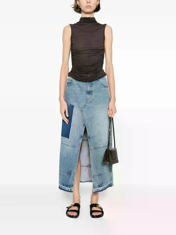 Co Collection Patchwork Denim Skirt