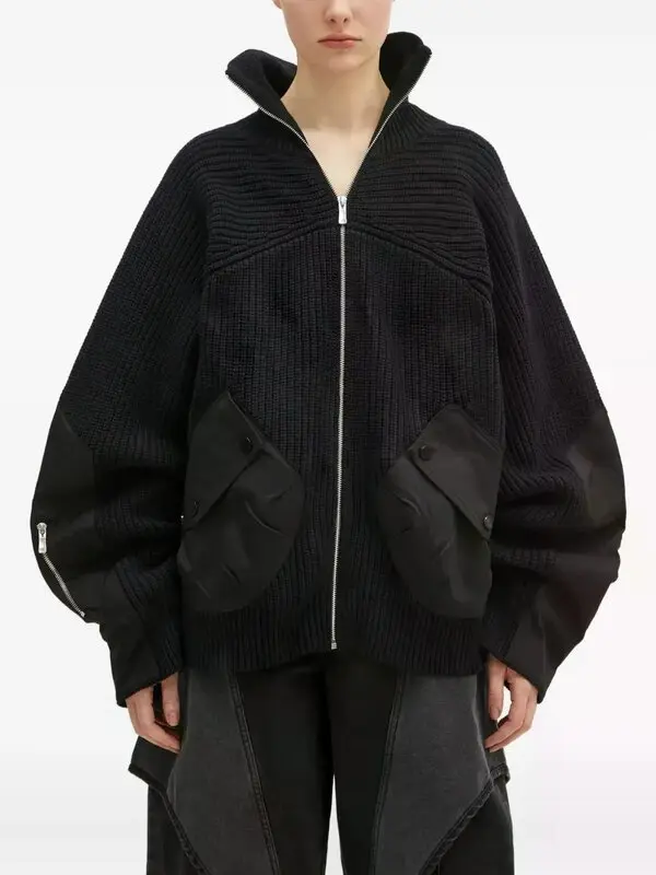 A. A. SPECTRUM Ribbed Panelled Zip-up Cardigan
