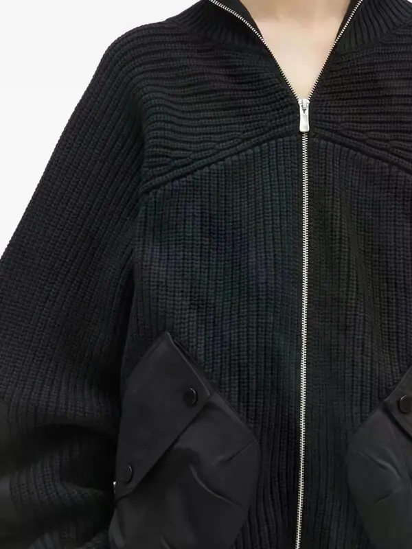 A. A. SPECTRUM Ribbed Panelled Zip-up Cardigan