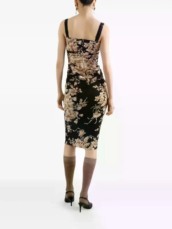 Dolce & Gabbana Floral-print Ruched Midi Dress