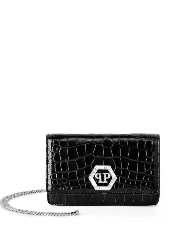 Philipp Plein Crystal-embellished Crocodile-effect Clutch